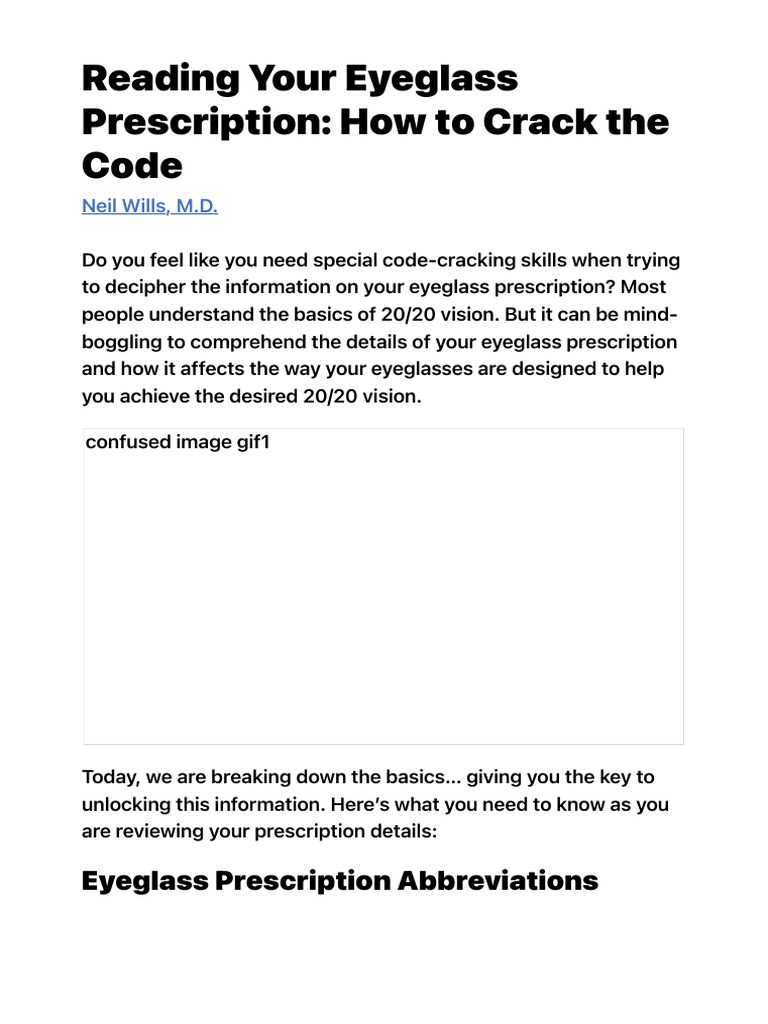 Reading Your Eyeglass Prescription - How To Crack The Code - LasikPlus ...