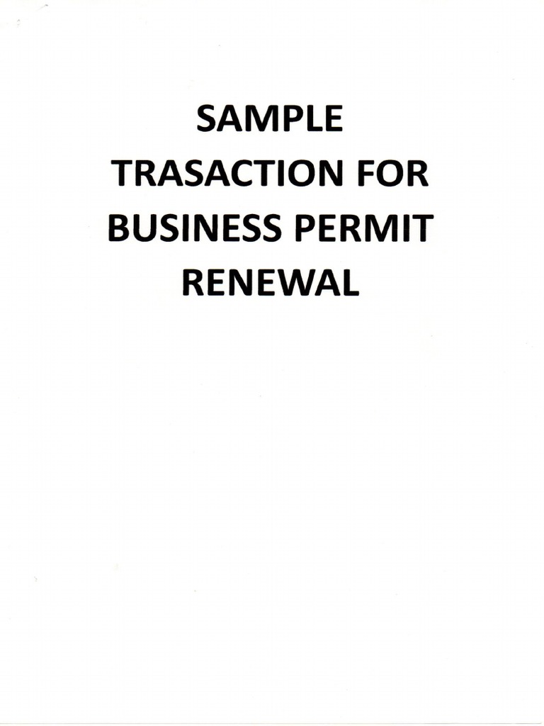 Sample Transaction for Business Permit Renewal | PDF