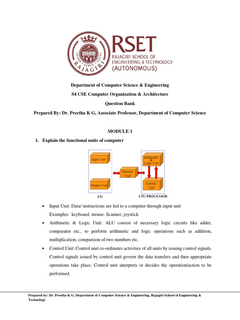 CST202 - Question Bank | PDF | Central Processing Unit | Computer Data Storage