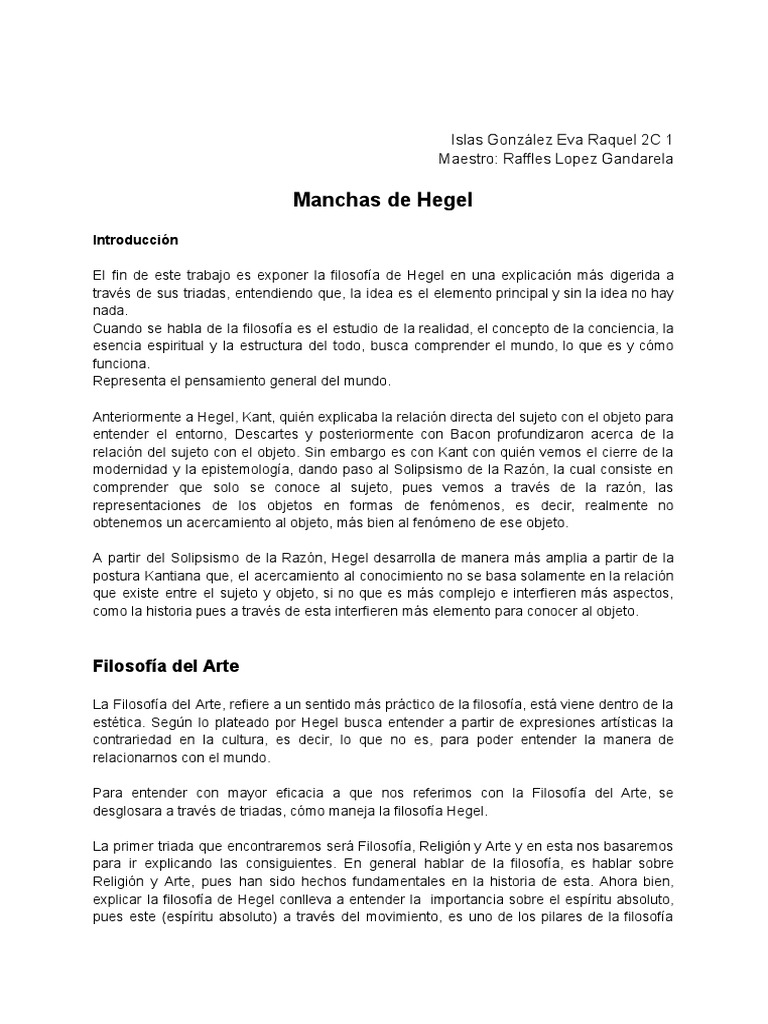 Filosofía del Arte según Hegel | PDF | Georg Wilhelm Friedrich Hegel ...