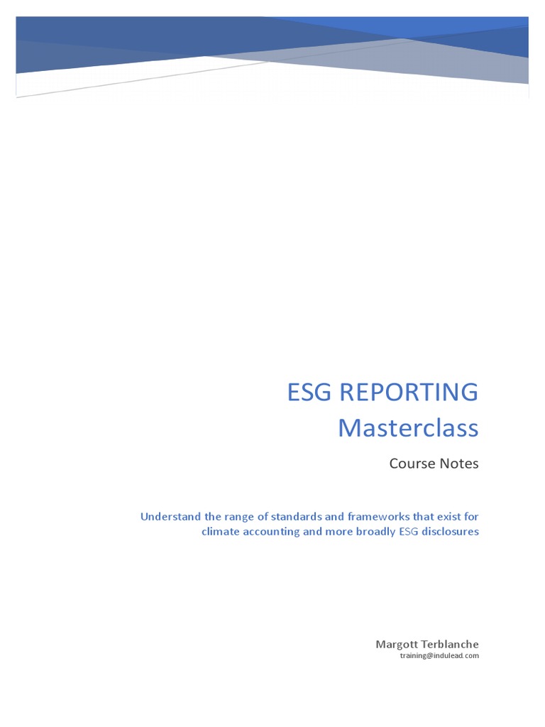 ESG Reporting Course Notes | PDF | Sustainability | Natural Environment