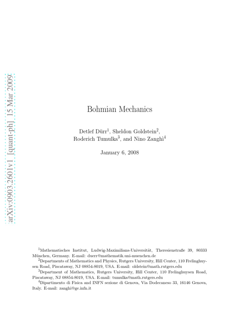 Bohmian Mechanics Explained | PDF | Wave Function | Quantum Mechanics
