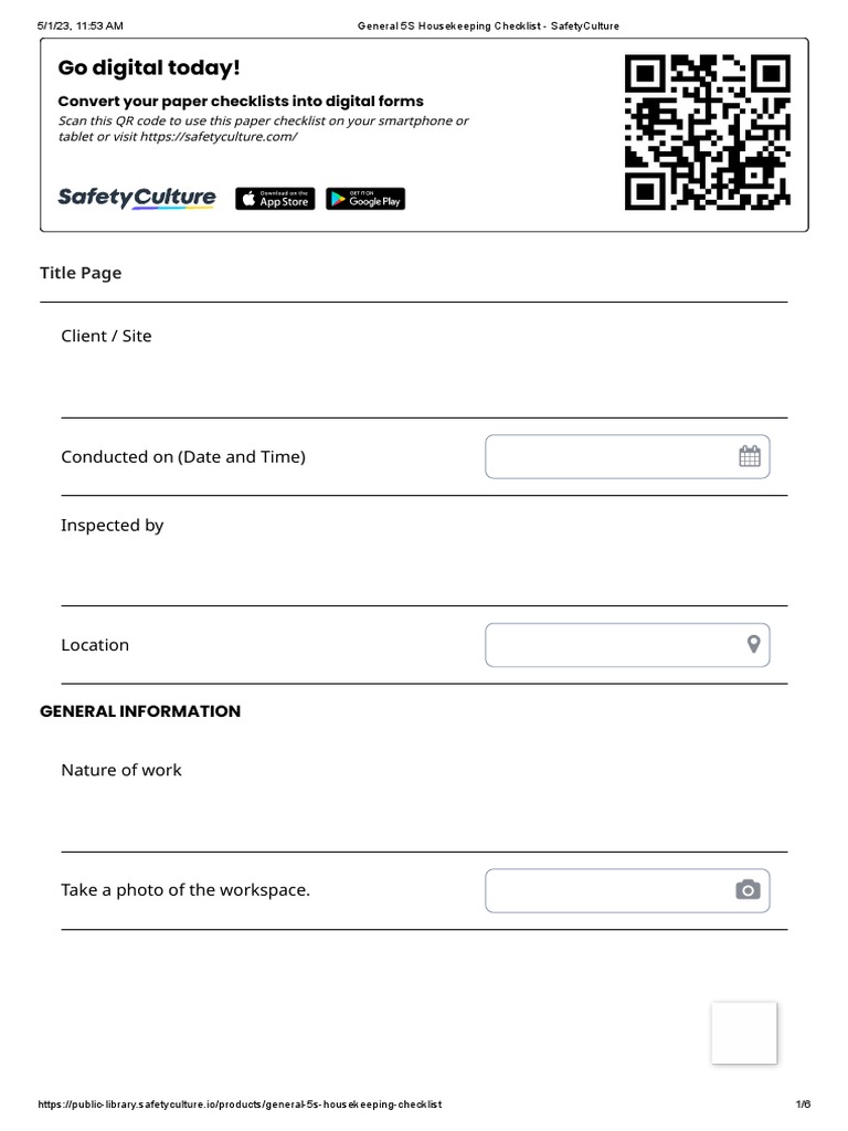 General 5S Housekeeping Checklist | PDF | Computing