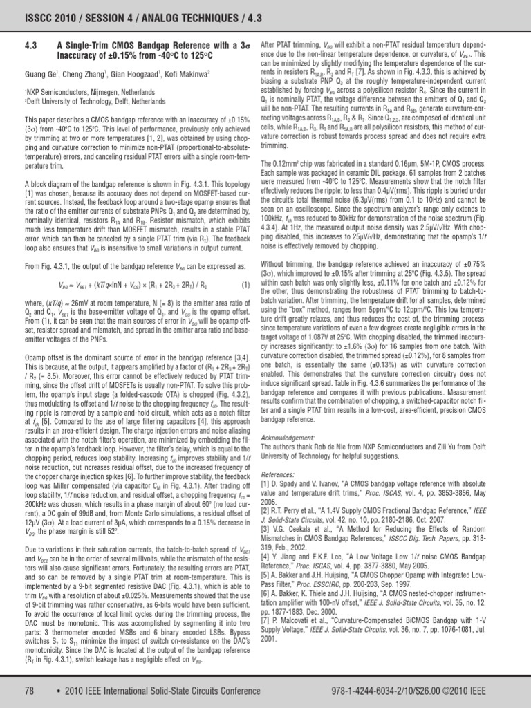 eetop.cn - 2010A Single-Trim CMOS Bandgap Reference with a 3σ ...