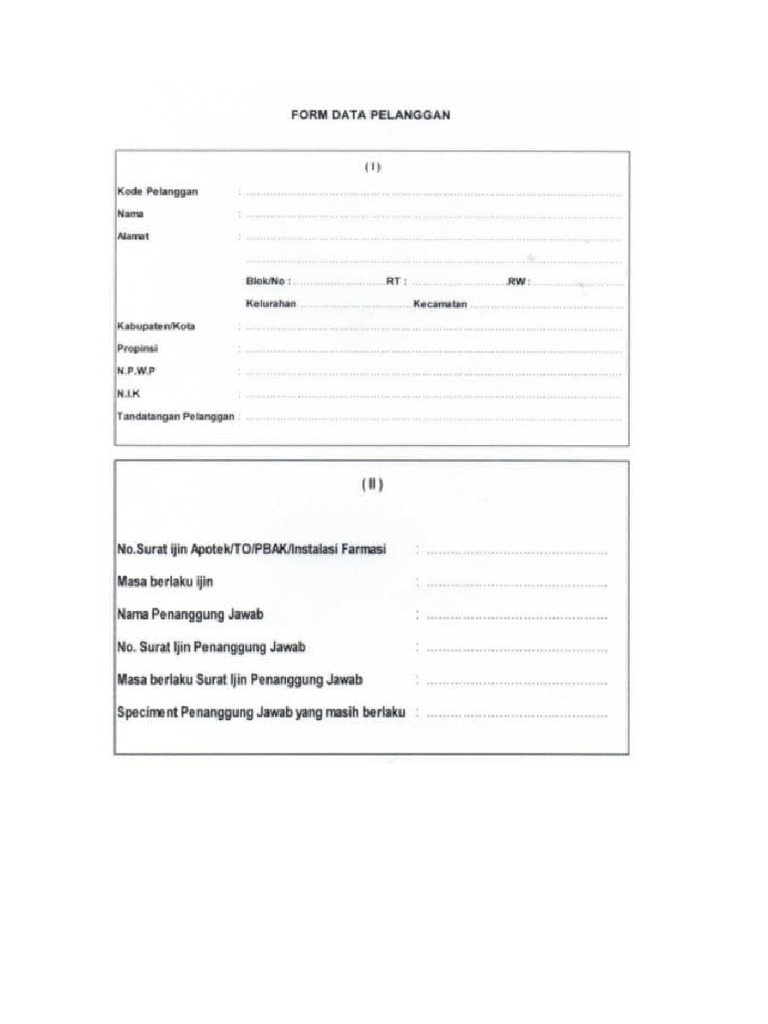 FORM DATA PELANGGAN | PDF