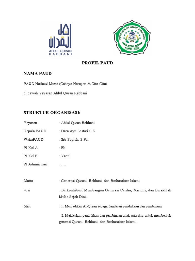 Profil PAUD Nailatul Muna | PDF