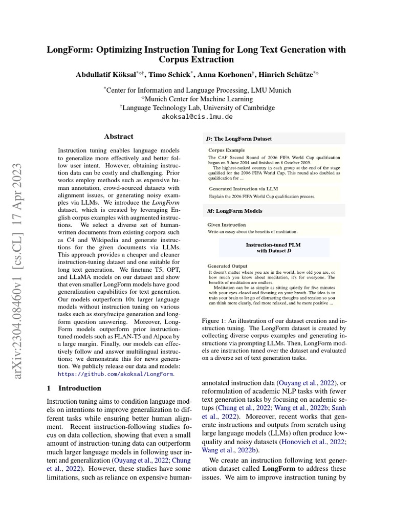 LongForm: Instruction Tuning for Text Generation | PDF | Parsing ...
