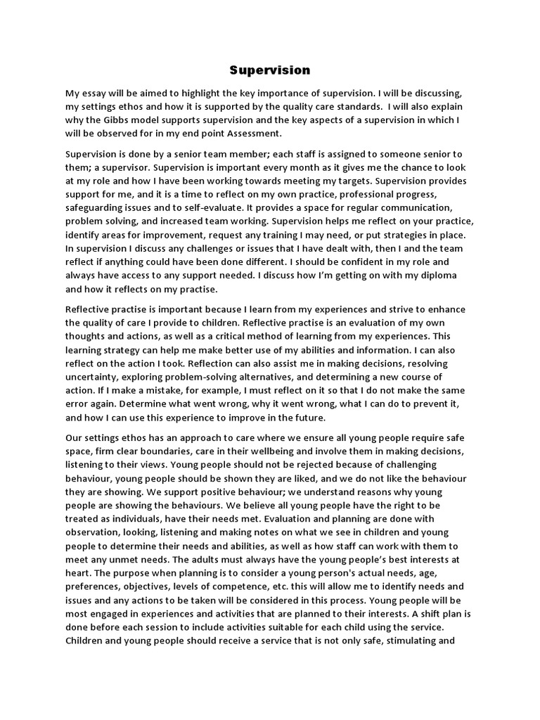 EPA Observation Essay | PDF | Reflective Practice | Attachment Theory