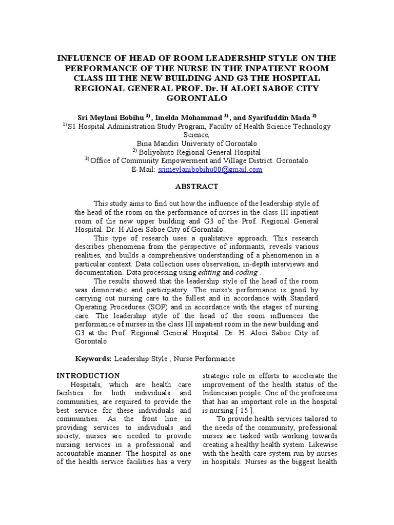 Leadership Impact on Nurse Performance | PDF | Nursing | Leadership