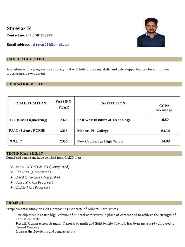 Shreyas R | PDF | Concrete