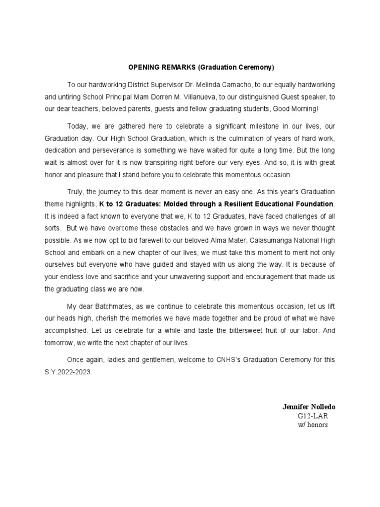 Graduation Speeches | PDF