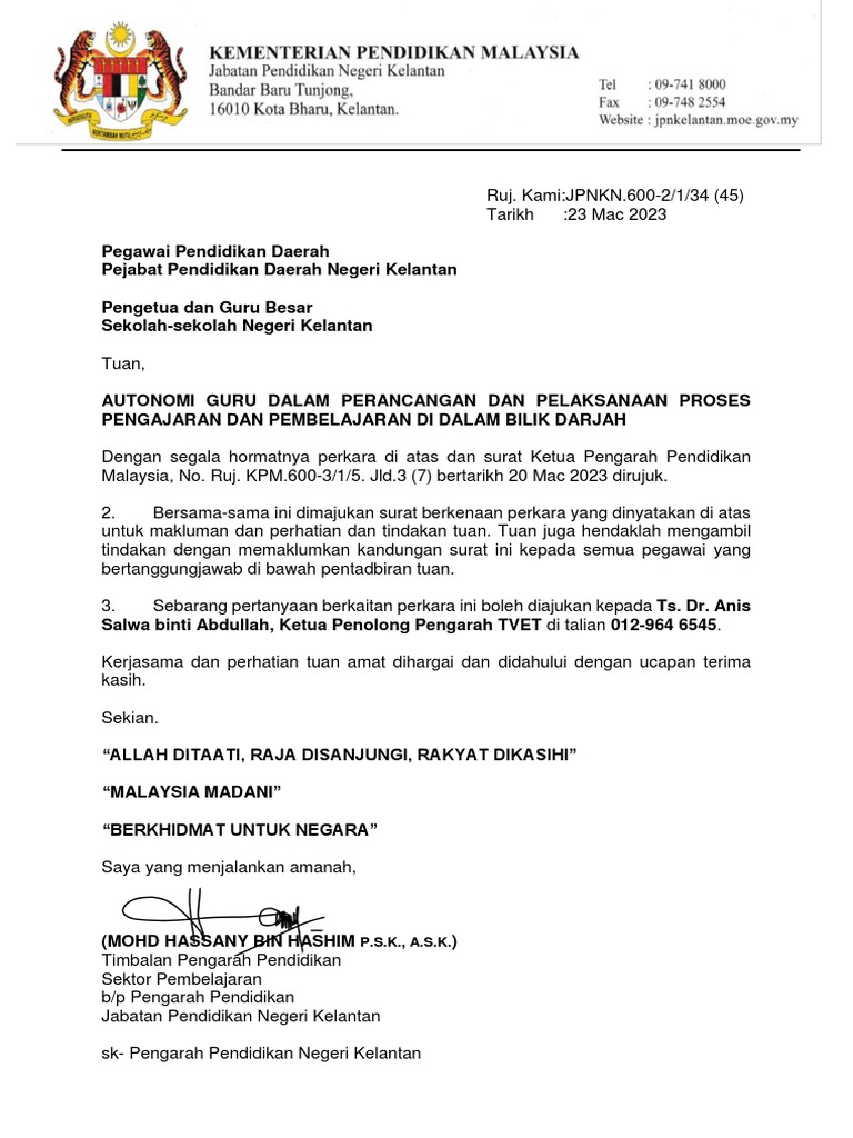 Makluman Autonomi Guru (2) | PDF