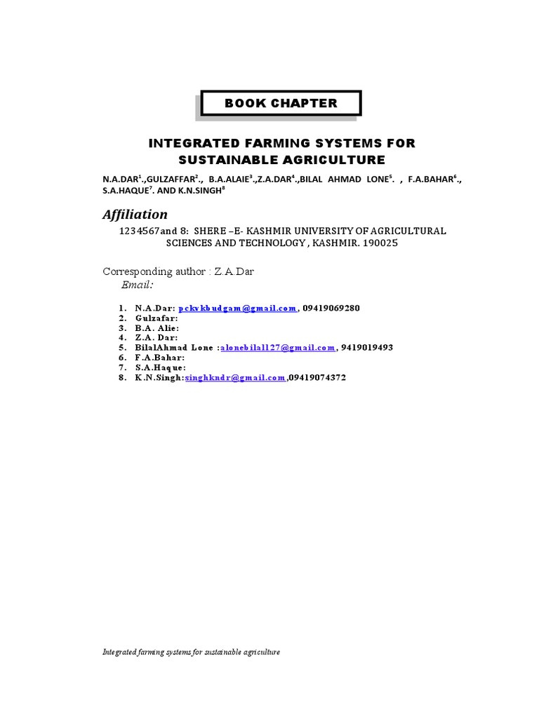 Affiliation: Book Chapter | PDF | Agriculture | Crop Rotation