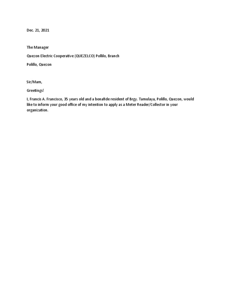 Application Letter Kuya Pantit | PDF