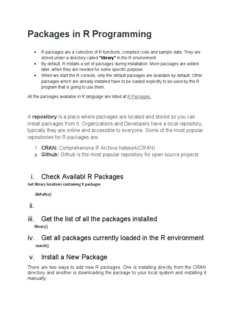 R Packages Pdf Software Repository R Programming Language 