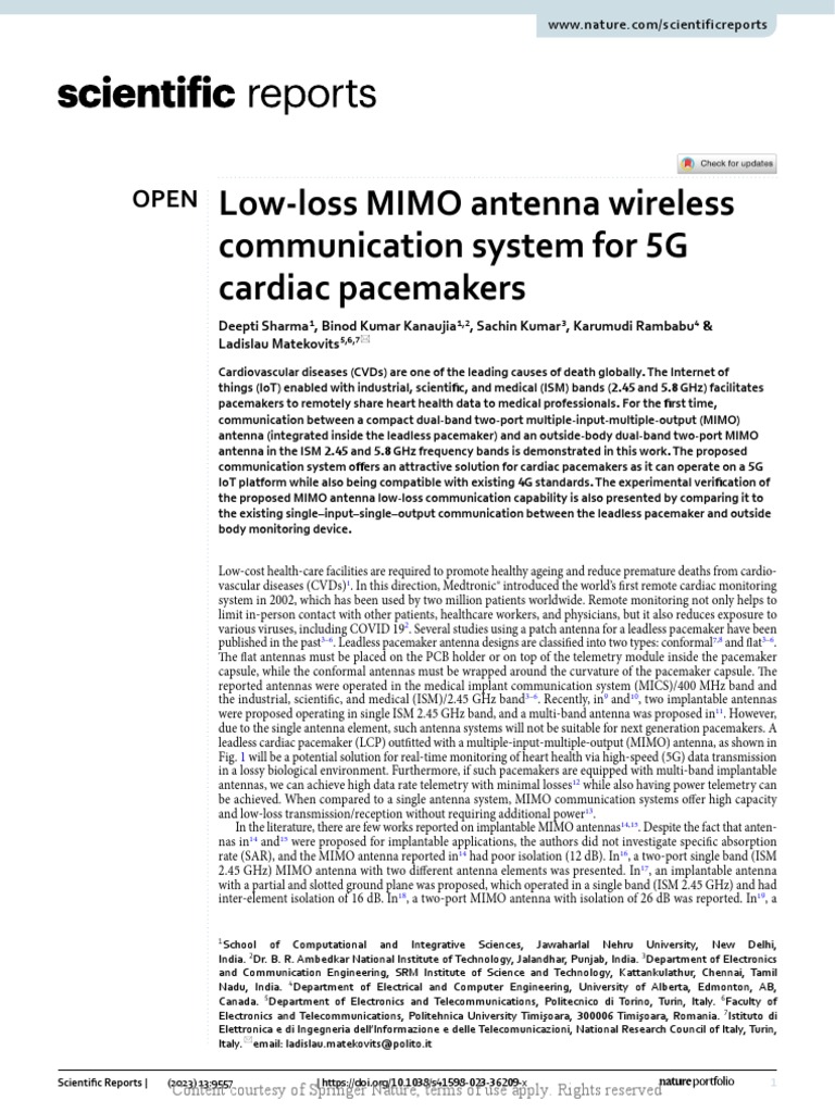 Low-Loss MIMO Antenna Wireless Communication Syste | PDF | Antenna ...