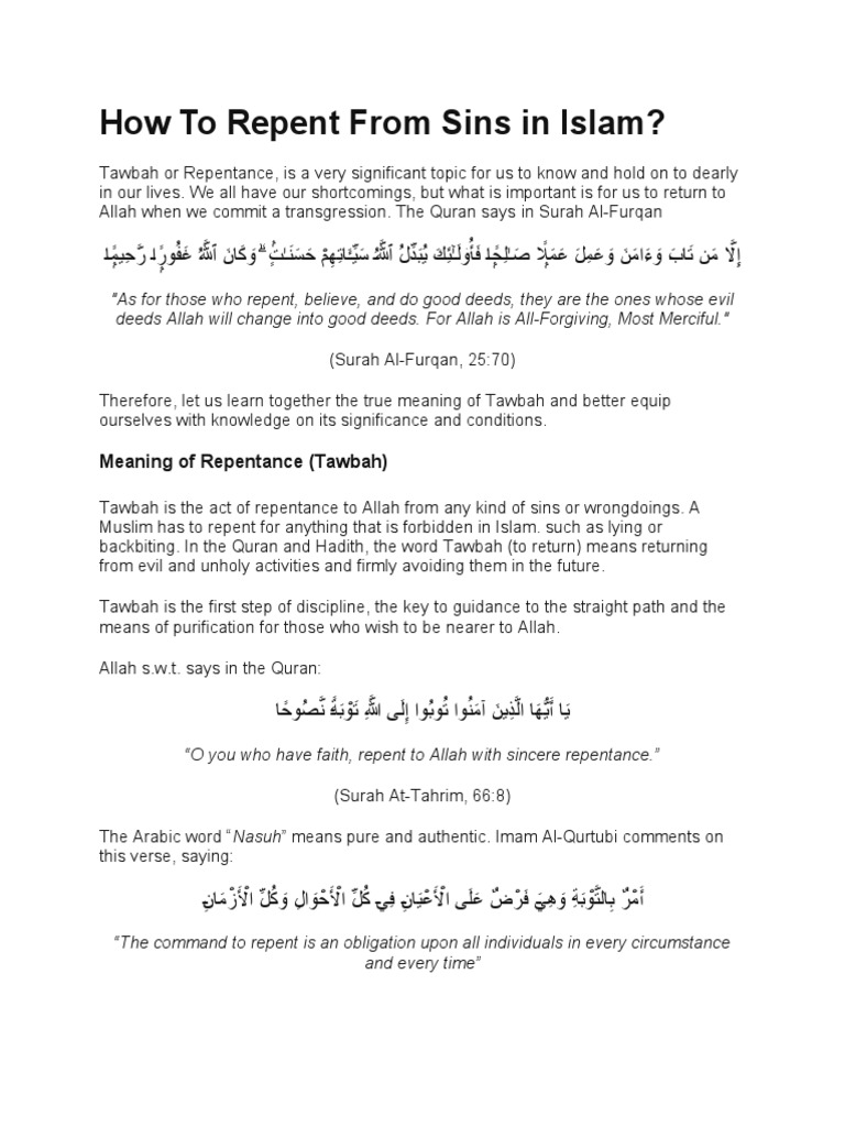 Repentance in Islam: A Guide to Tawbah | PDF | Abrahamic Religions ...
