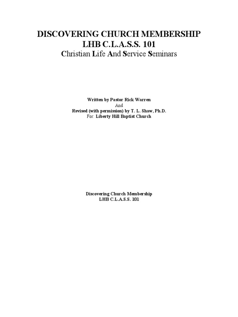 discovering_church_membership_lhb_c | PDF | Baptism | Jesus