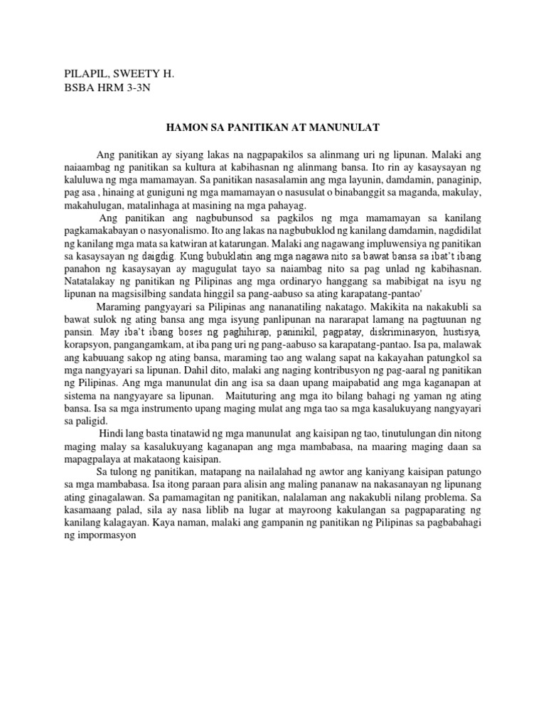 Pilapil, Sweety (Unang Gawain) | PDF