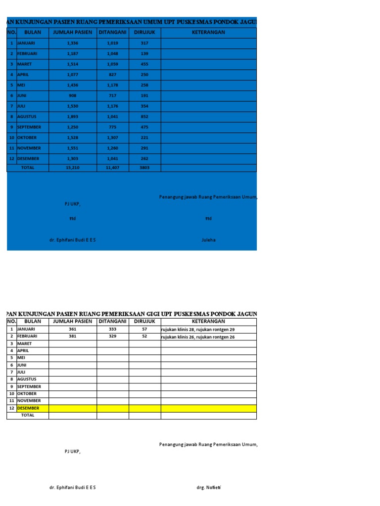 Rekapan Kunjungan Jalan Poli Gigi | PDF