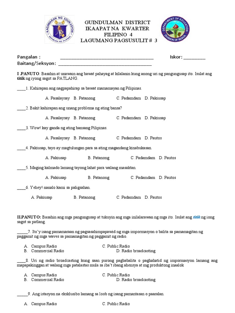 3rd Summative Filipino NEW NORMAL | PDF