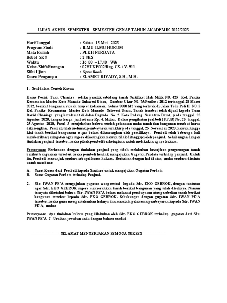 Uas PLKH Perdata | PDF