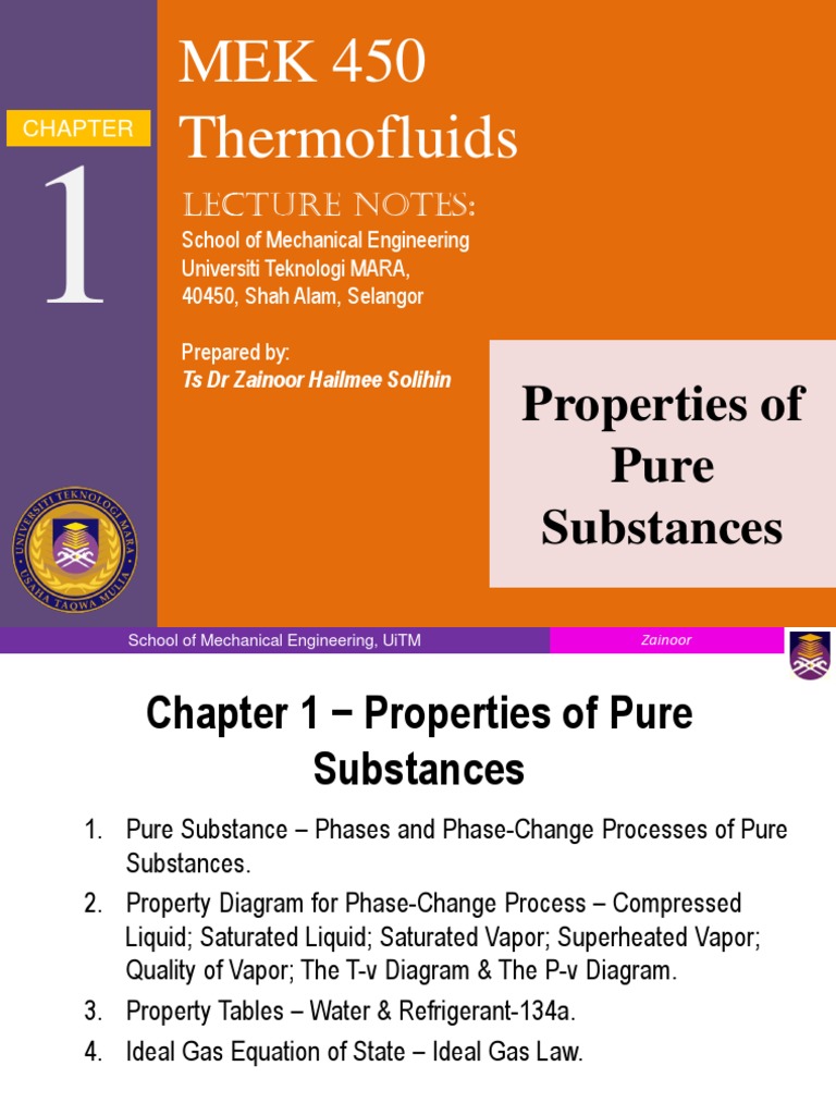 MEK450-Chapter 1 Properties of Pure Substances M2 | Download Free PDF ...