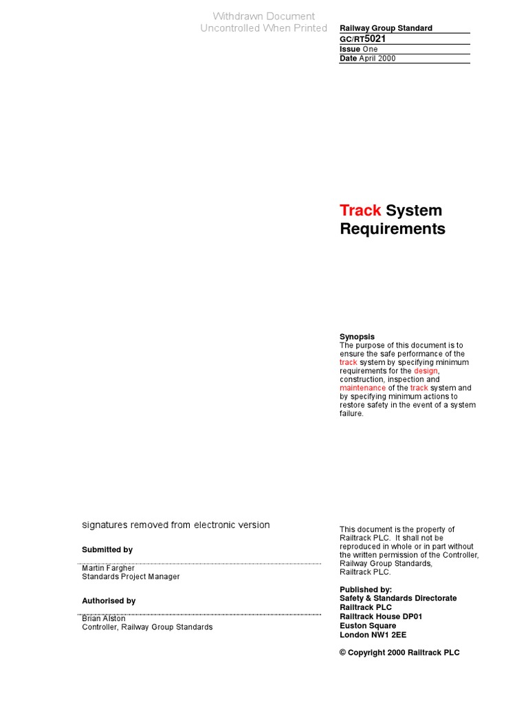 Track System Requirements | PDF | Transport | Transport Infrastructure