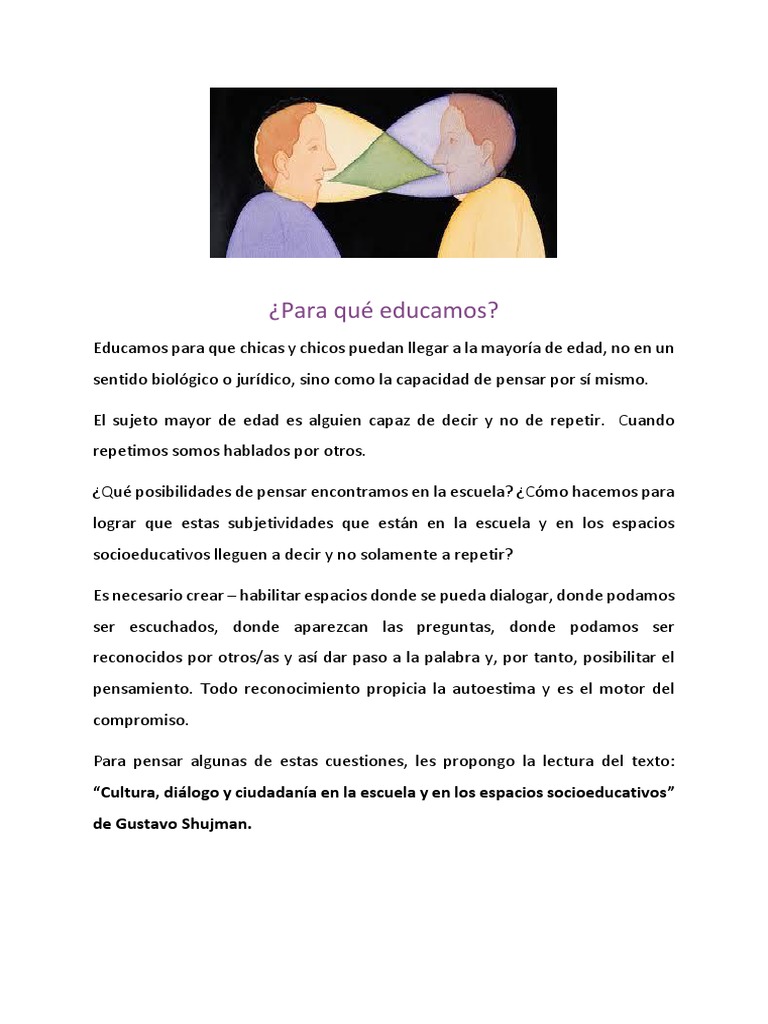 Clase 4. Cultura y Diálogo en La Escuela | PDF