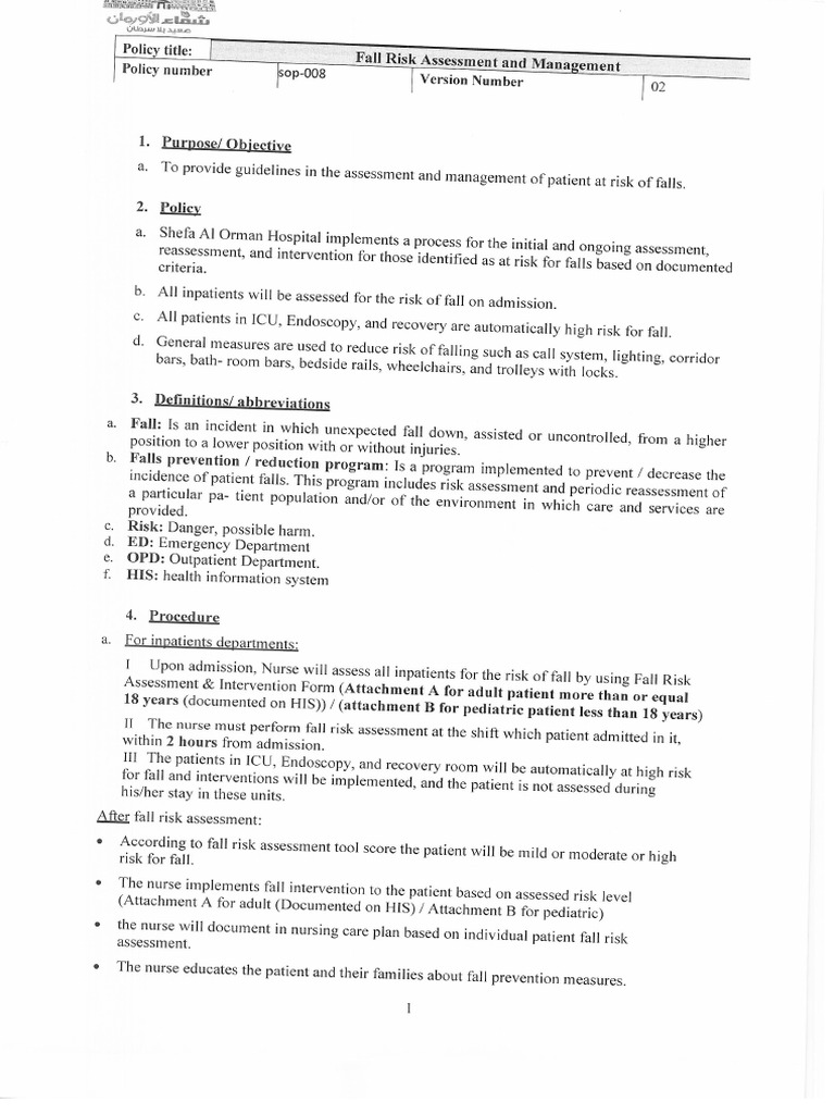 Fall Risk Assessment and Management | PDF