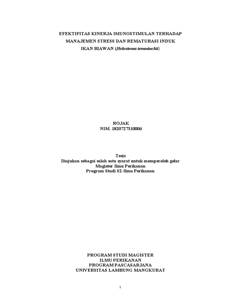 Imunostimulan untuk Rematurasi Ikan Biawan | PDF