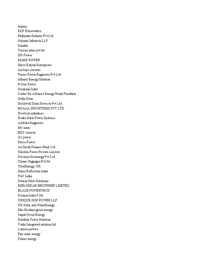 Renewable Energy Company Directory | PDF | Energy Development ...
