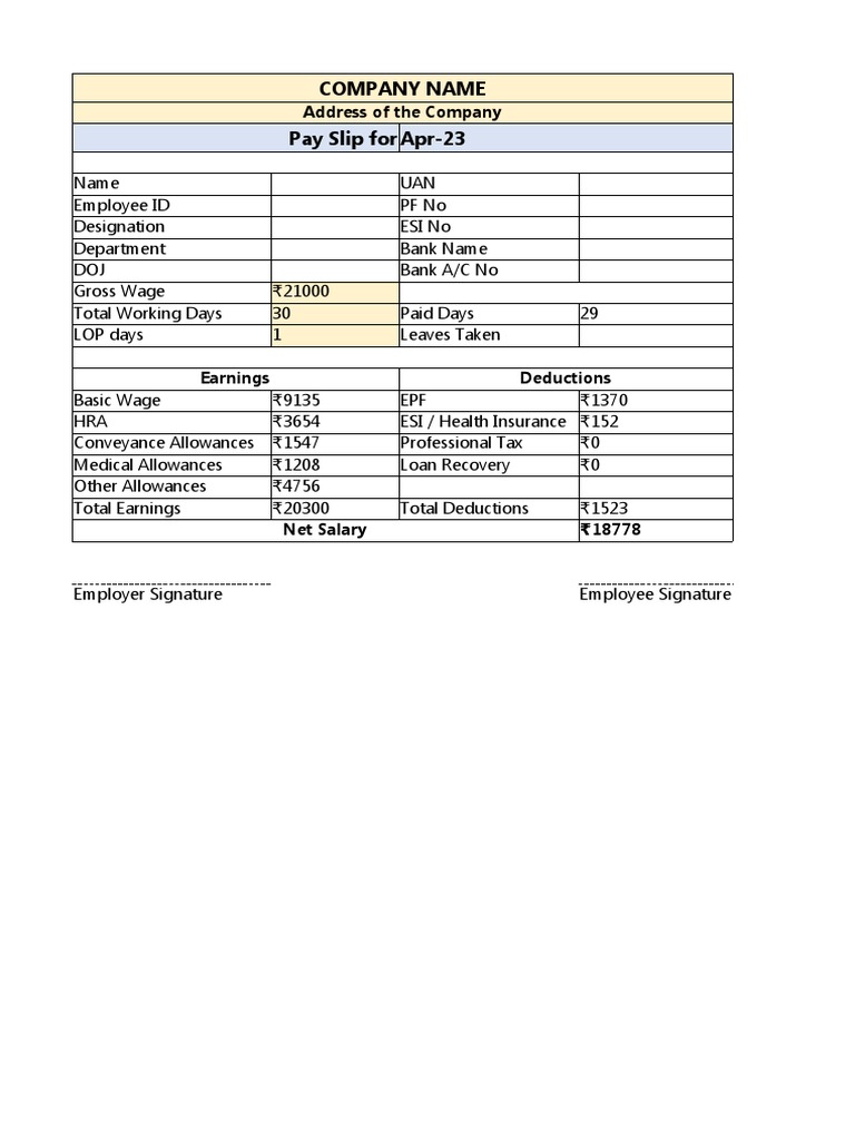 Salary Slip Format 3 | PDF
