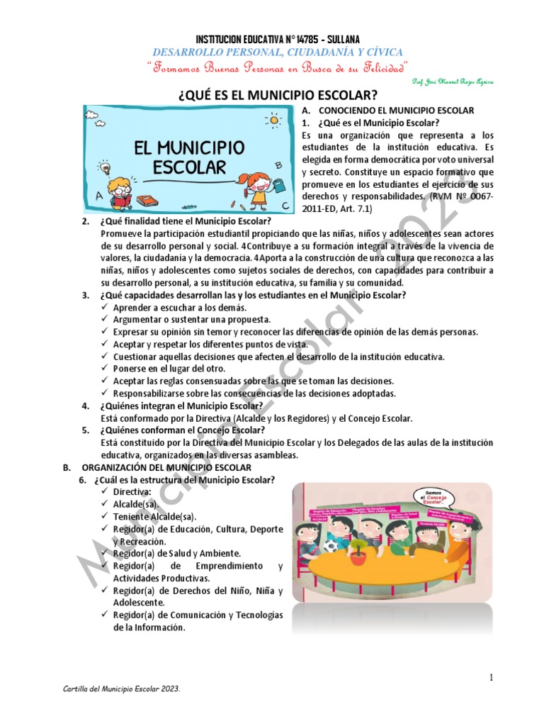 Cartilla del Municipio Escolar (4) | PDF | Institución | Alcalde