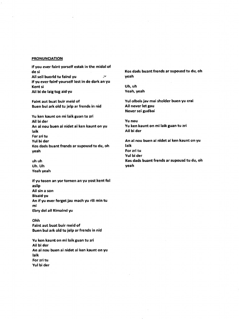 Pronunciation - Count On Me | PDF