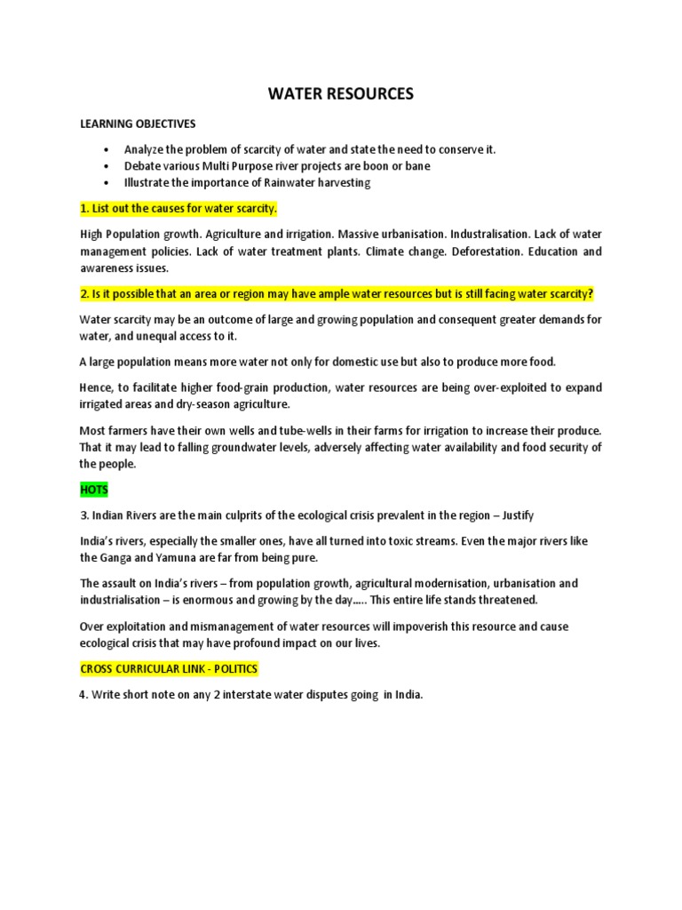 Water Resources Notes | PDF