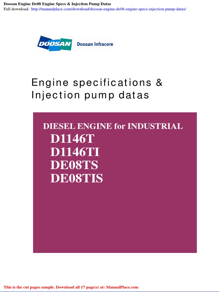 Doosan DE08 Engine Specs & Pump Data | PDF