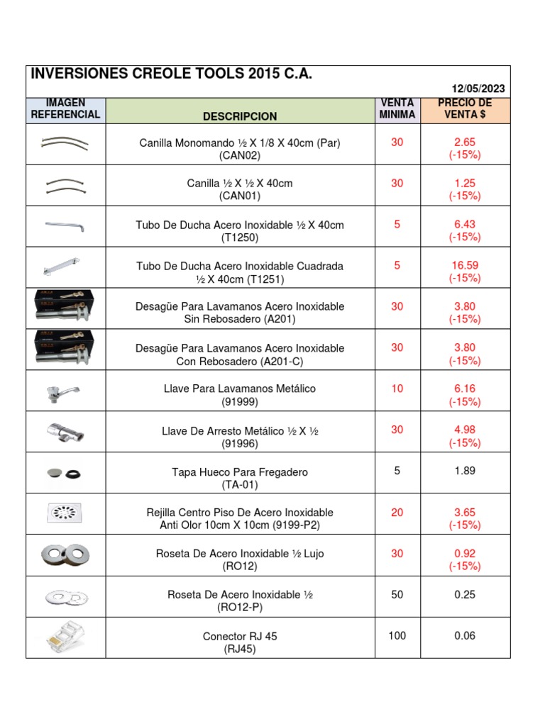 Catálogo de Productos Creole Tools | PDF | Materiales