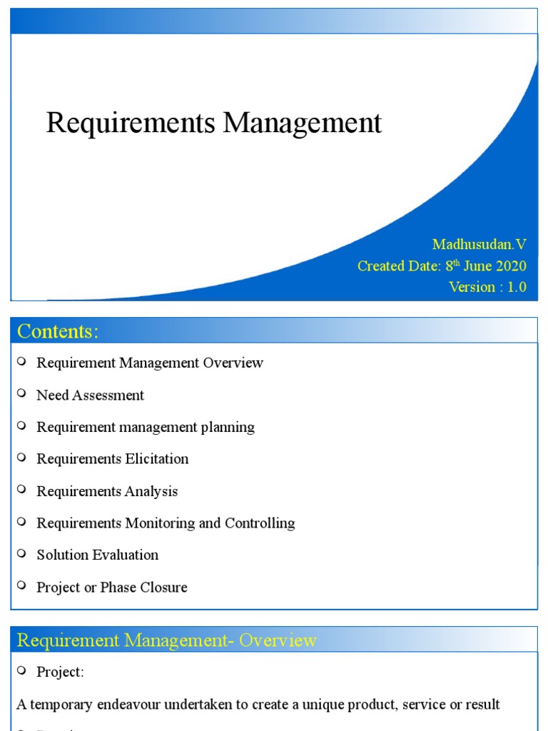 Requirements Management - V1.1 | PDF | Business Analysis | Project ...