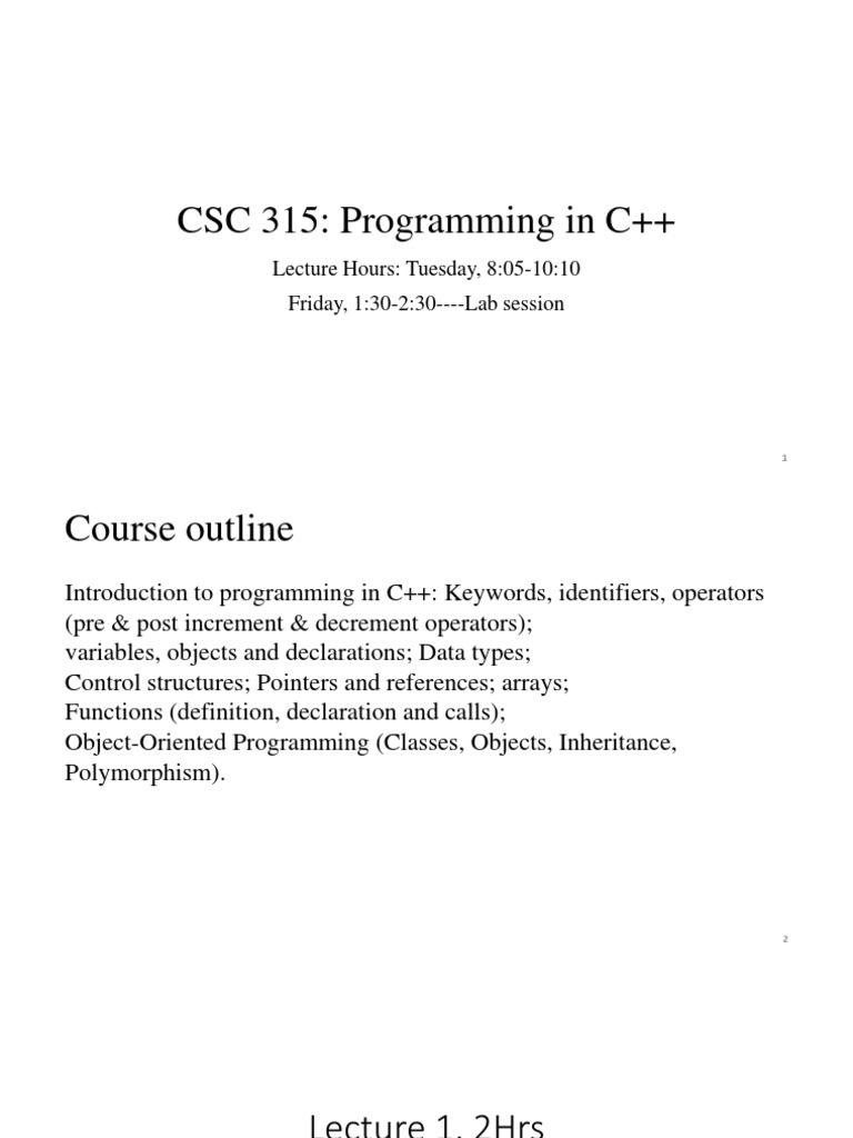 CSC 315 (Programming in C++) | PDF | Parameter (Computer Programming) | Reserved Word