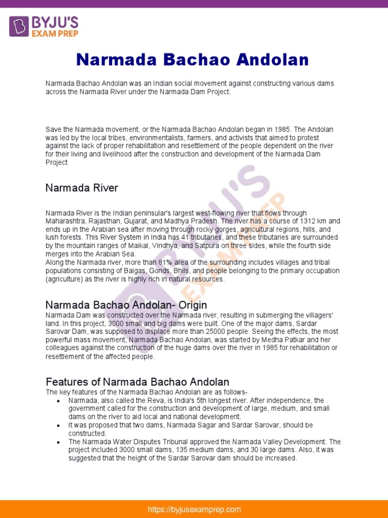 narmada_bachao_andolan_upsc_notes_59 | PDF | Social Movements | Activism