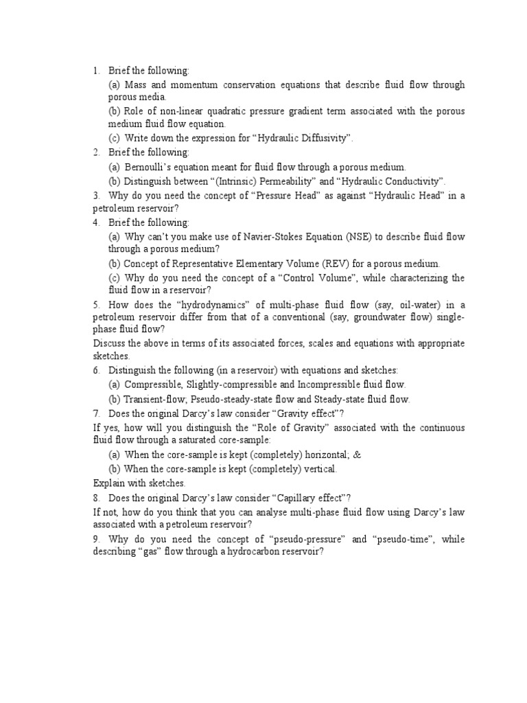 Endsem | PDF | Petroleum Reservoir | Fluid Dynamics