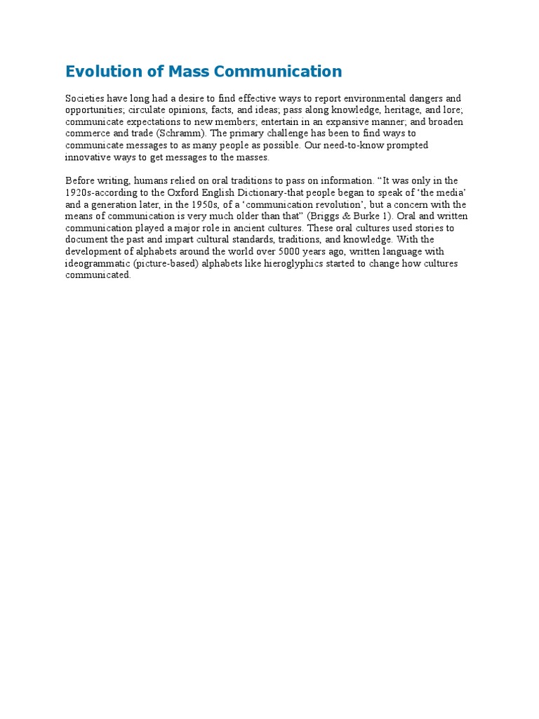 Evolution of Mass Communication | PDF | Social Media | Popular Culture ...
