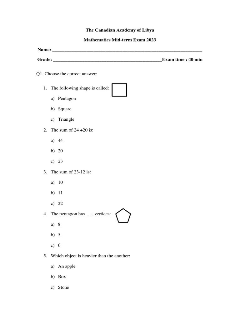 Grad2 Math Midterm Exam | PDF Grad2 Math Midterm Exam | PDF