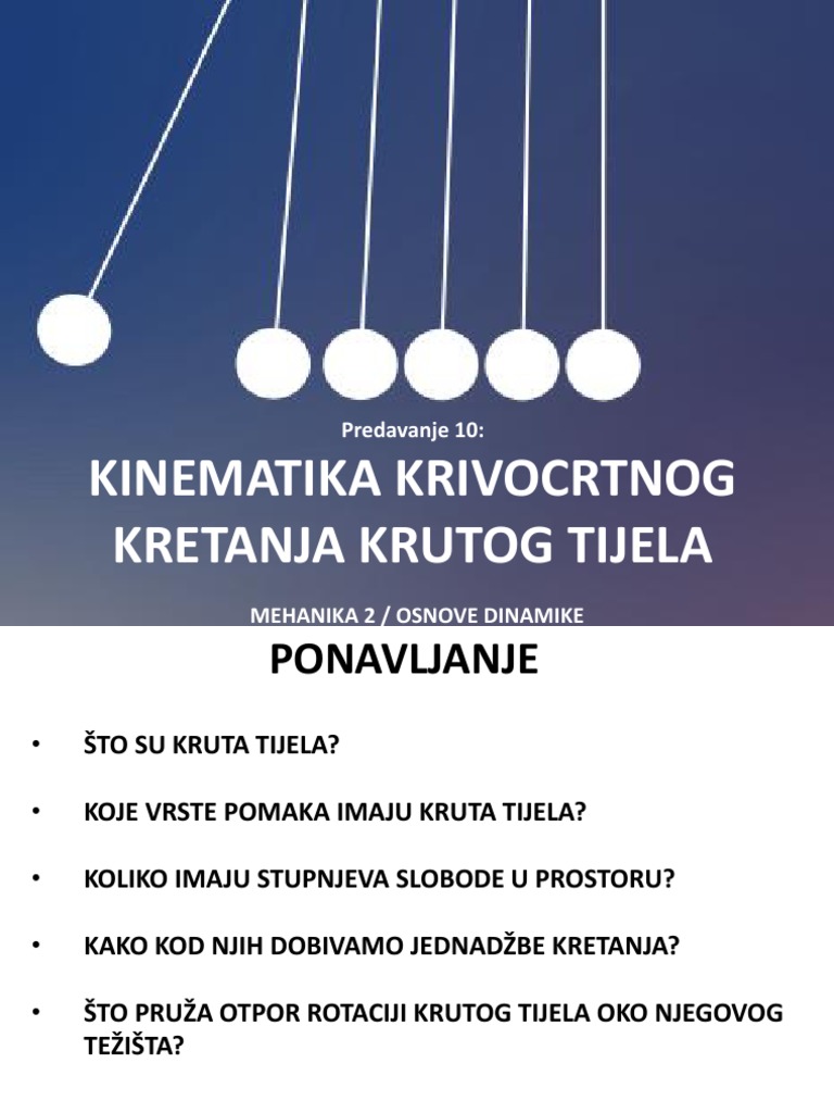 10 - Kinematika Krivocrtnog Kretanja Krutog Tijela - M2 - OD - 2022 - 2023-2 | PDF