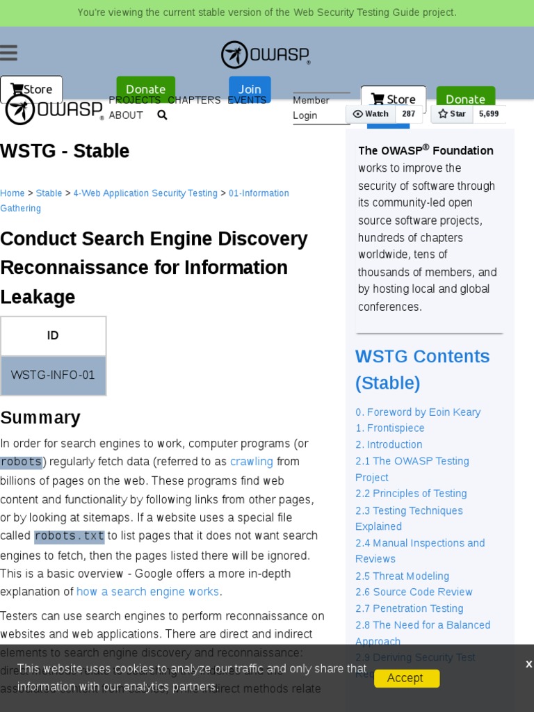WSTG Contents (Stable) | PDF | World Wide Web | Internet & Web