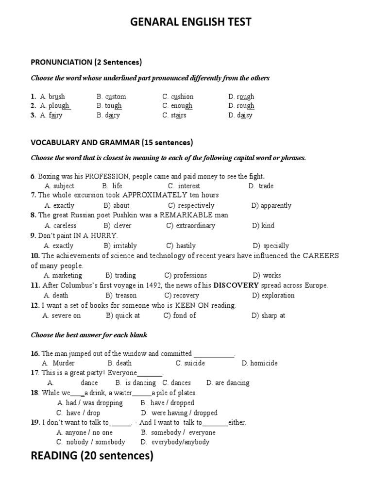General English Test | PDF | Biodiversity | Ecosystem
