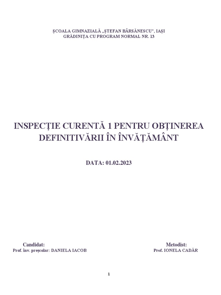 Proiect Didactic Inspectie Def. 1 | PDF