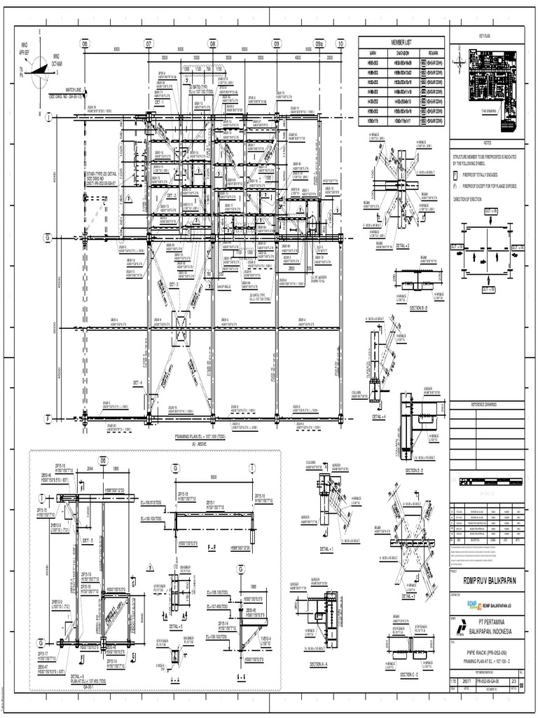 PR-052-09-GA-06-2-FRAMING PLAN AT EL. + 107.100 - 2 - Rev 03 | PDF