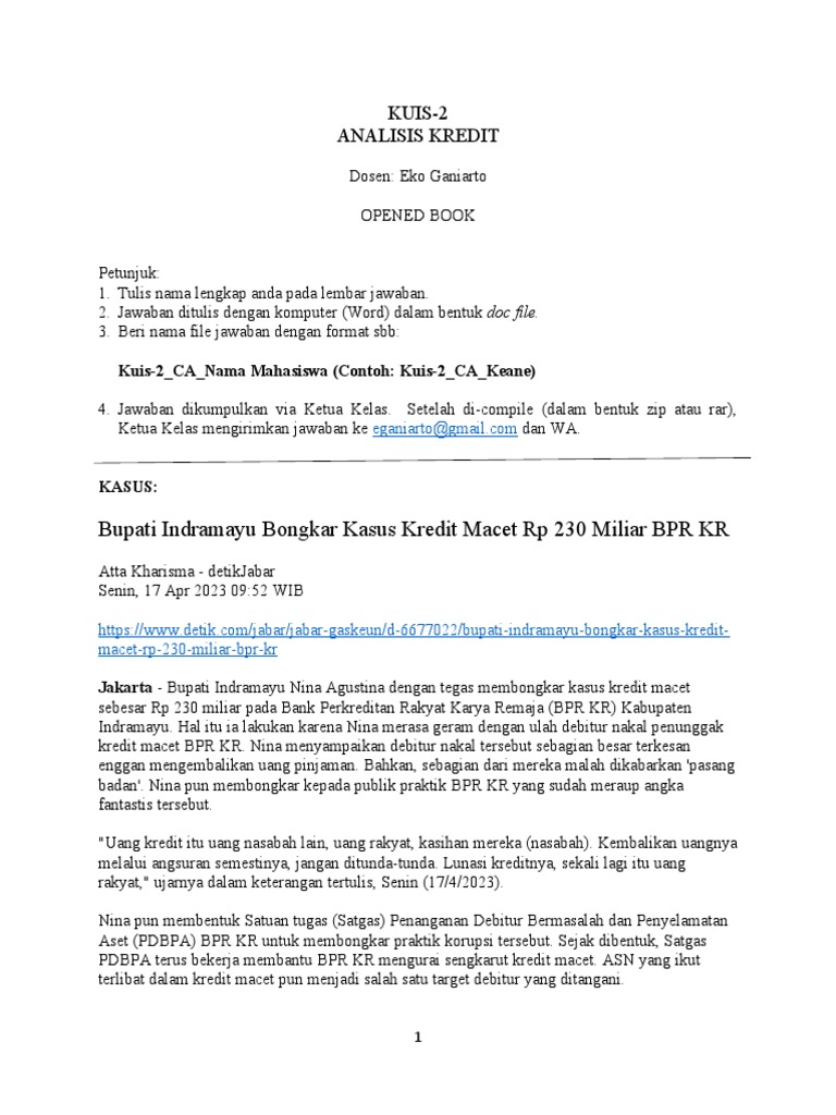 Kuis-2 Credit Analysis | PDF